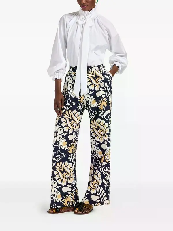La DoubleJ Floral-print Pleated Trousers