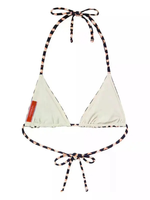 La DoubleJ Fish-print Triangle Bikini Top