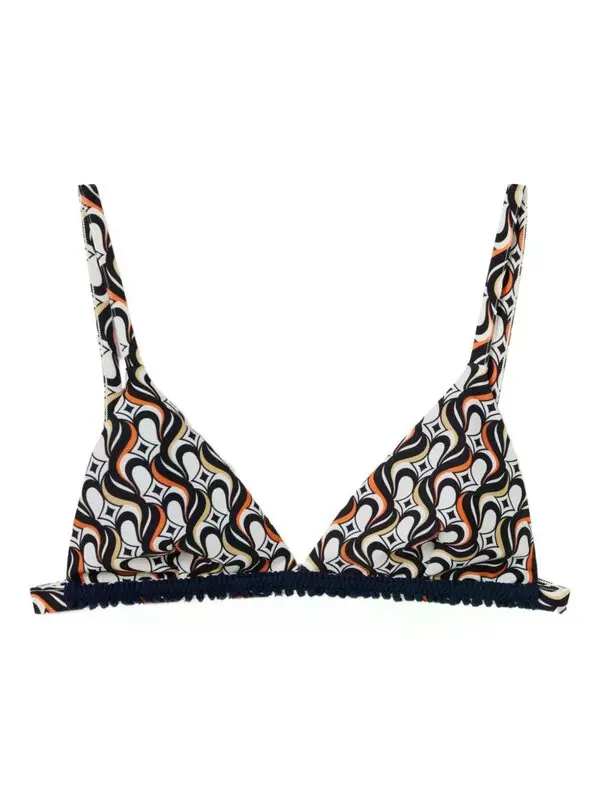 La DoubleJ Geometric-print Triangle Bikini Top - White