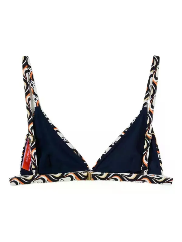 La DoubleJ Geometric-print Triangle Bikini Top