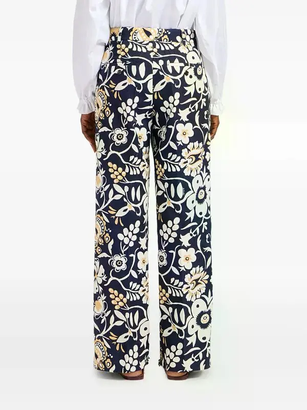 La DoubleJ Floral-print Pleated Trousers