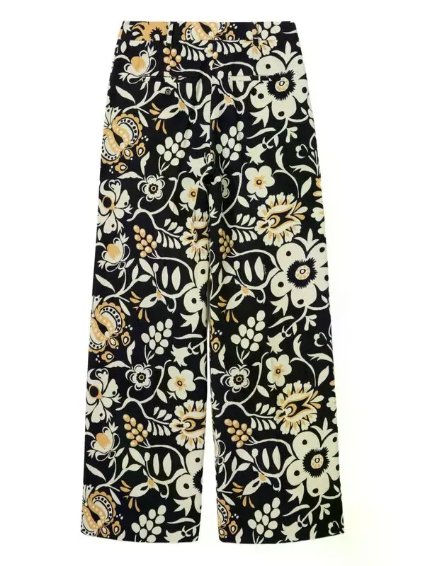 La DoubleJ Floral-print Pleated Trousers