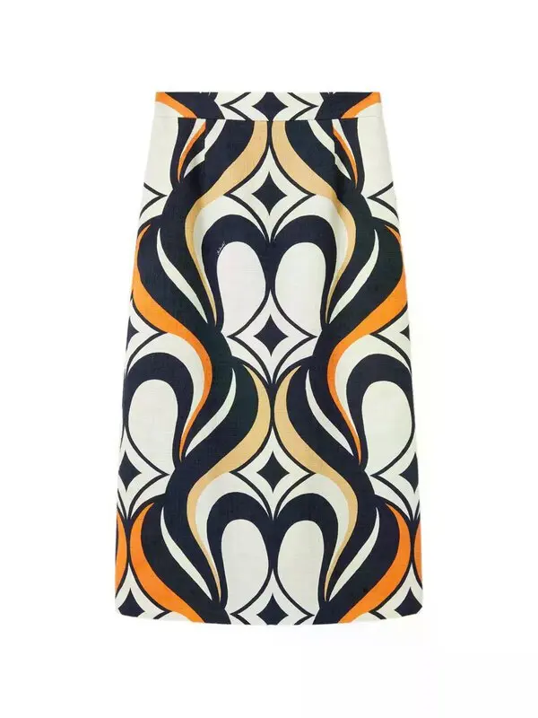 La DoubleJ Macro-pattern Midi Skirt - White