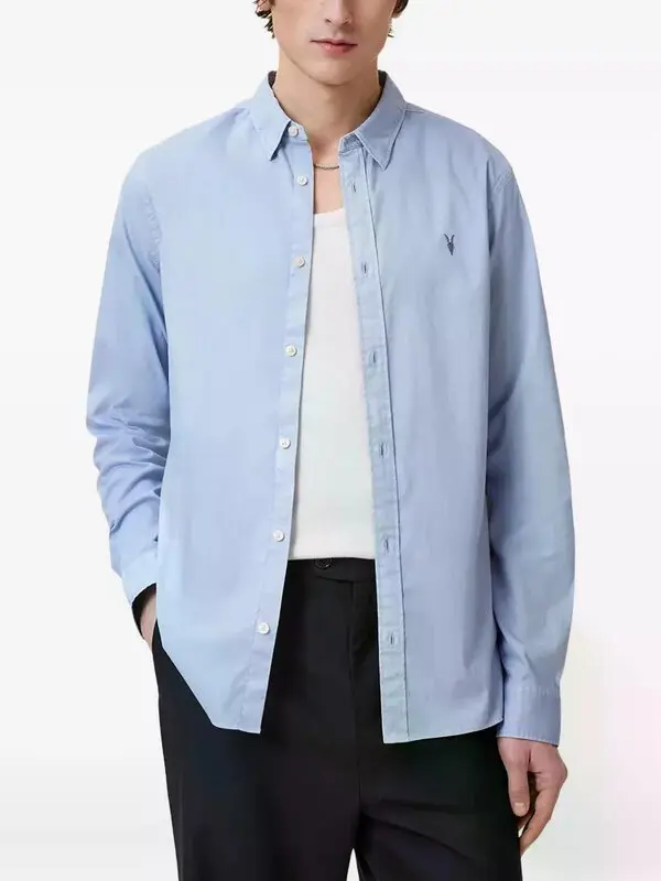 ALLSAINTS Hawthorne Embroidered-logo Shirt - Blue