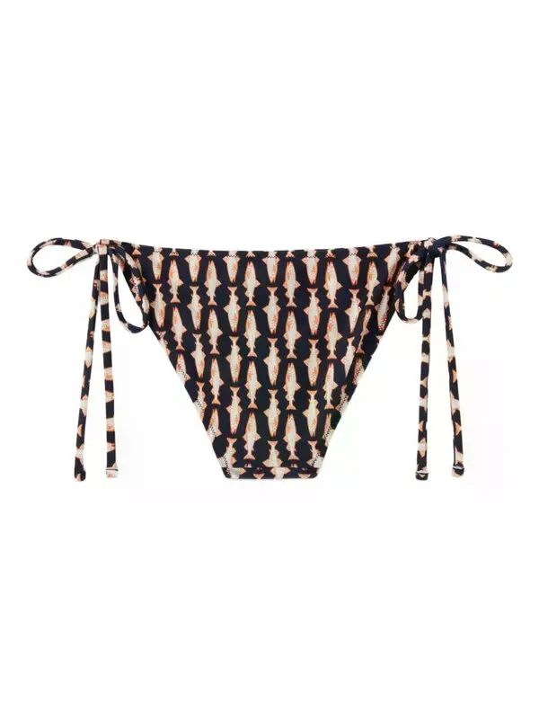 La DoubleJ Fish-print Bikini Bottom - Blue
