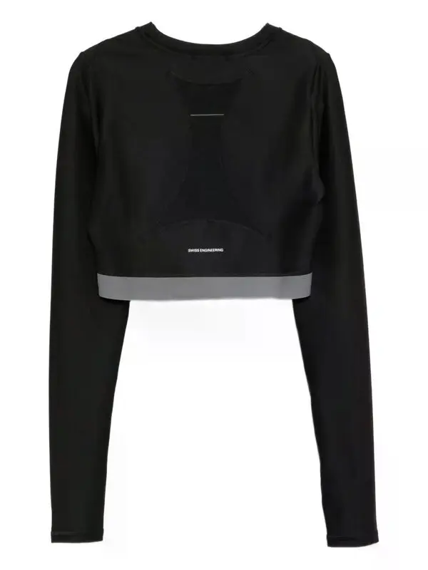 On Long-sleeve Crop Top - Black