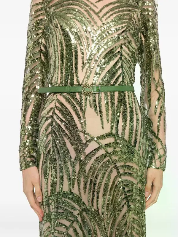 green emerald velvet dress Elie Saab Green Sequinned One-Shoulder Dress main image 0