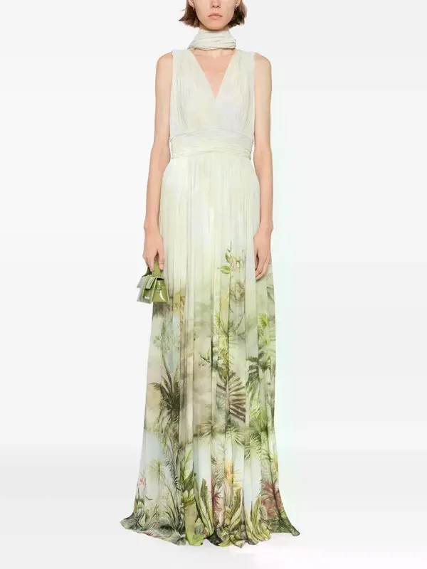 elie saab silk chiffon dress Lace and Gradient Chiffon Dress  ELIE SAAB