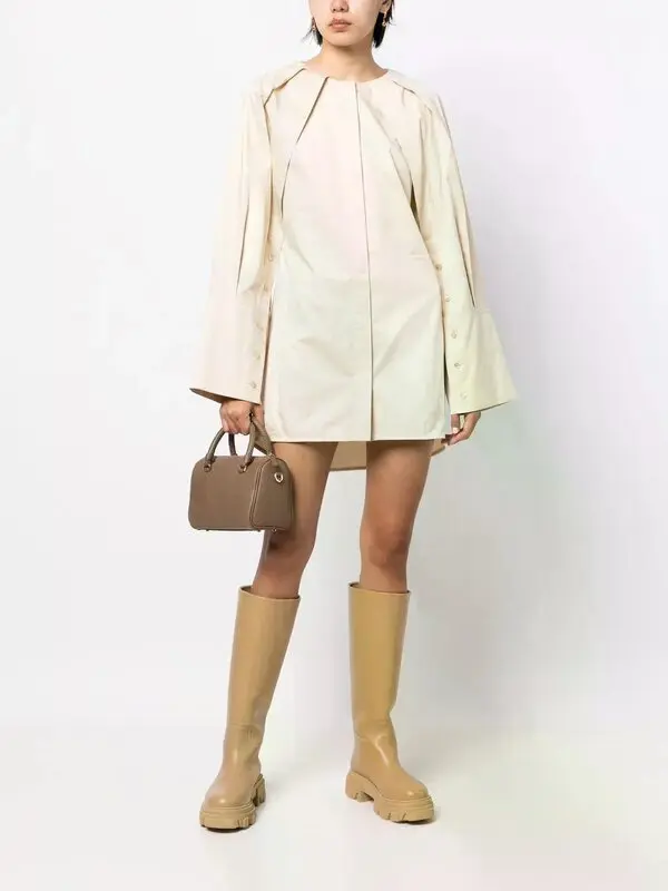 Goen.j Long-sleeve Mini Shirt Dress - Neutrals
