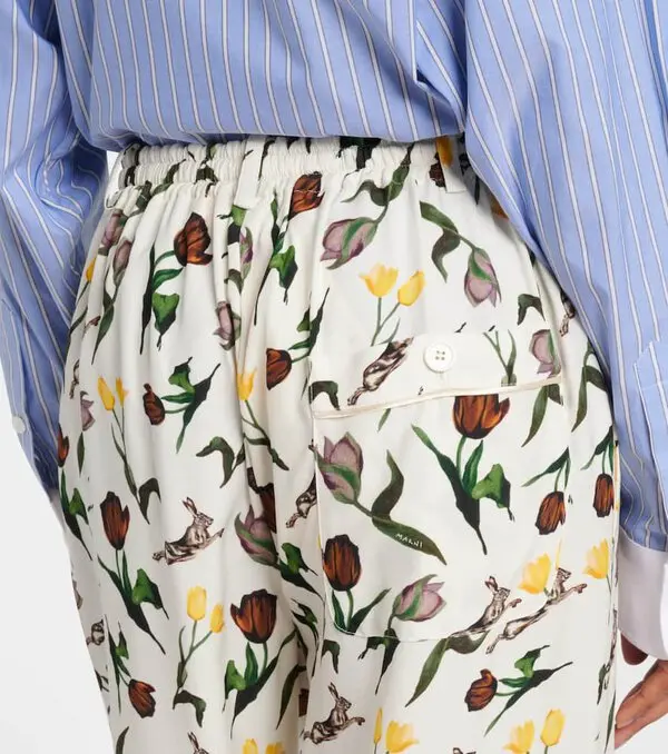 Marni Printed Silk Palazzo Pants