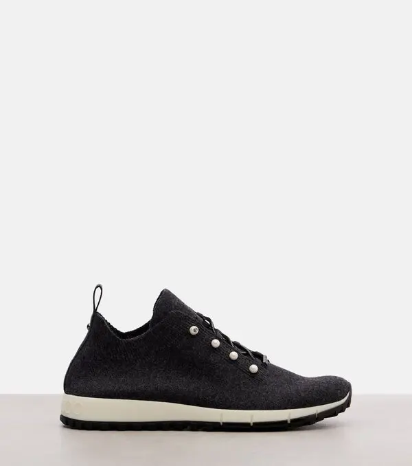 JIMMY CHOO Veles Embellished Cashmere Sneakers