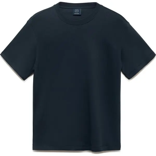 Mango Regular Fit Weight Cotton T-shirt - Dark Navy