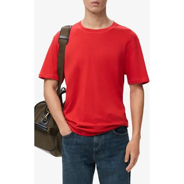 Mango Regular Fit Weight Cotton T-shirt - Red