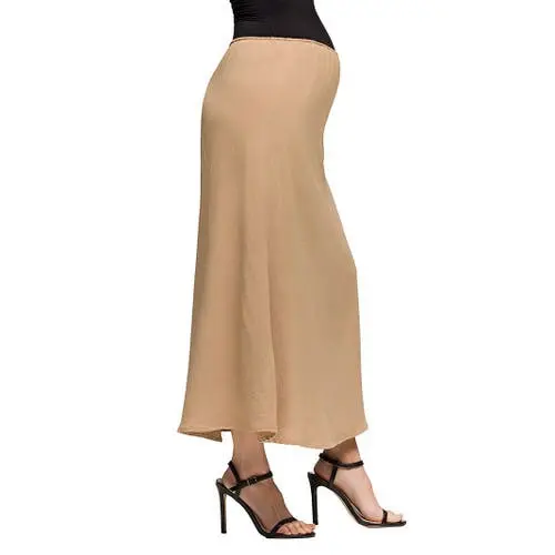 24SEVEN COMFORT APPAREL Maternity A-line Maxi Skirt - Nude