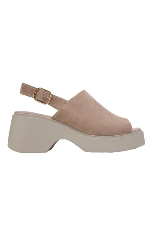 FOREVER & ALWAYS SHOES Power Leather Platform Wedge Sandals - Dark Beige Suede Leather