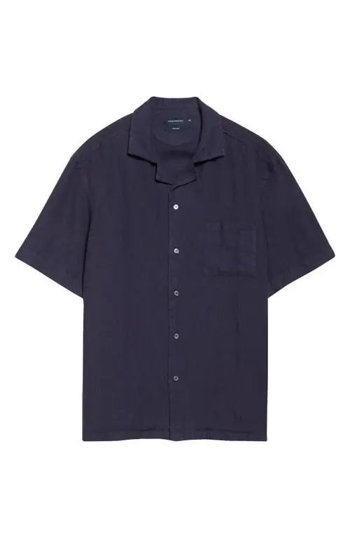 Thom Sweeney Linen Camp Shirt - Navy