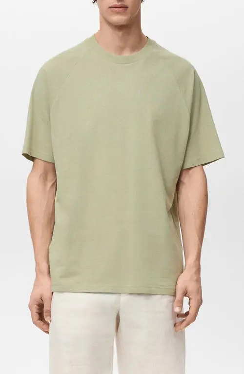 Mango Oversize Cotton & Linen Crewneck T-shirt - Pastel Green