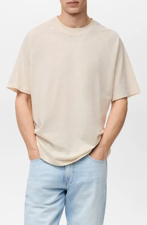 Mango Oversize Cotton & Linen Crewneck T-shirt