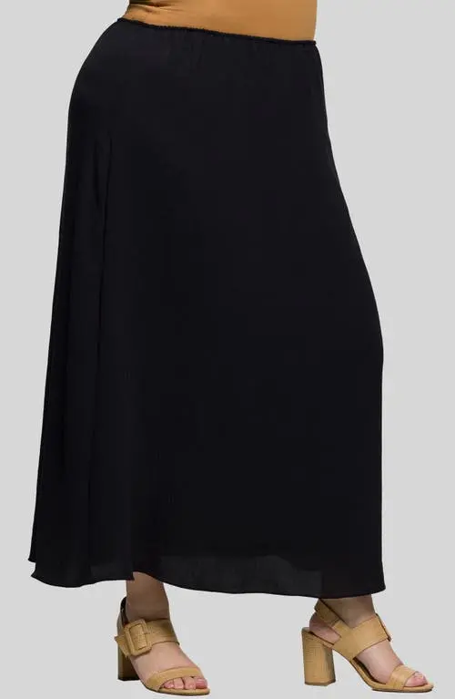 24SEVEN COMFORT APPAREL Solid Pull-on Maxi Skirt - Black