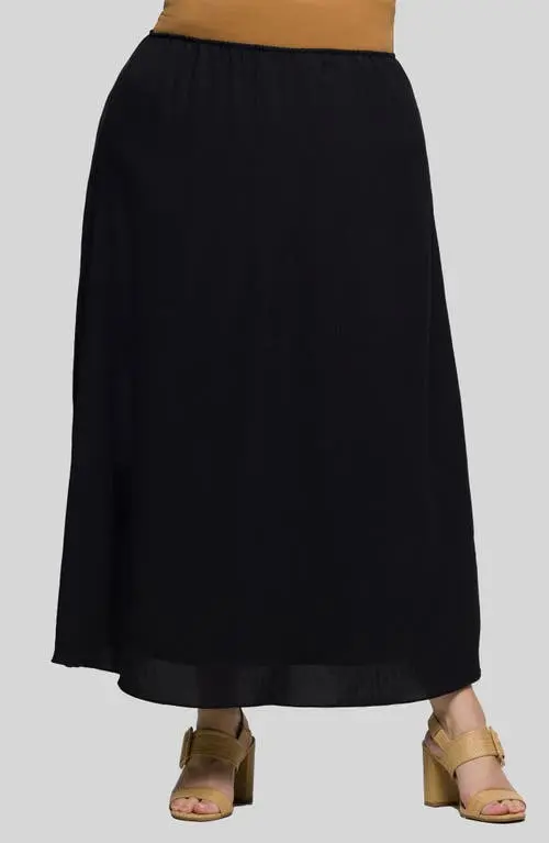 24SEVEN COMFORT APPAREL Solid Pull-on Maxi Skirt - Black