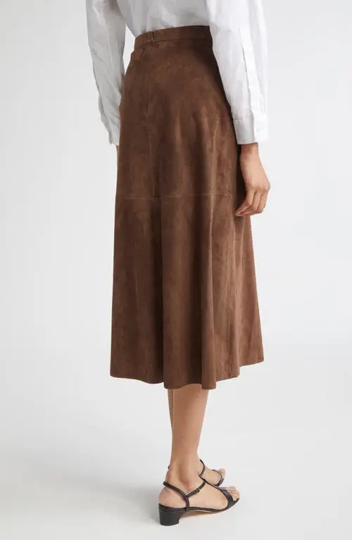 Max Mara Cipria Lambskin Suede Skirt - Dark Brown