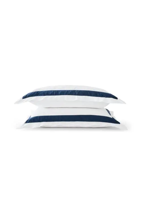 CHRISTY Balmoral Luxury Cotton Sateen Oxford Style Pillow Sham Pairs - Navy Blue