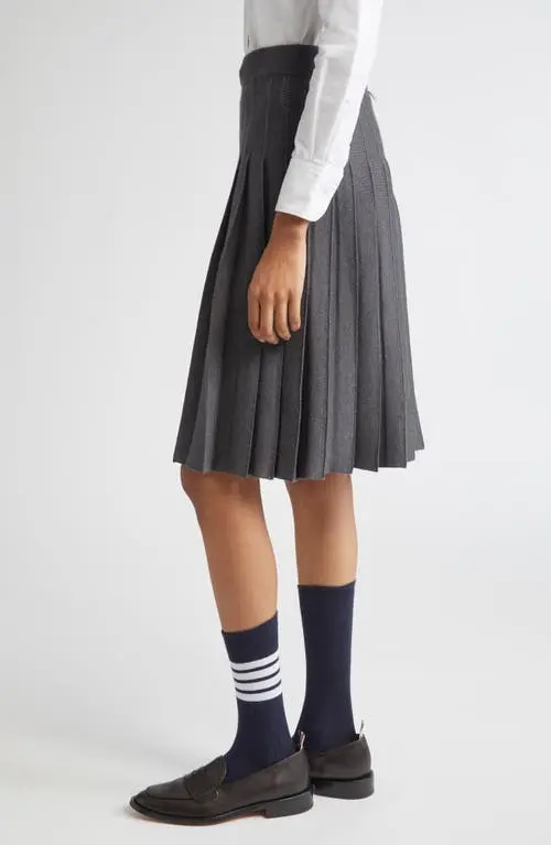 Thom Browne Pointelle Pleated Wool & Silk Skirt