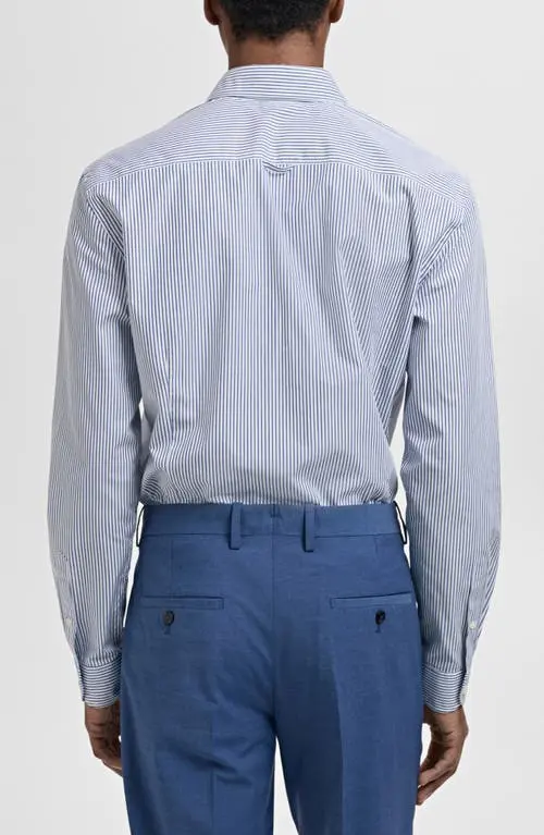 Mango Stripe Slim Fit Button-up Shirt - Blue