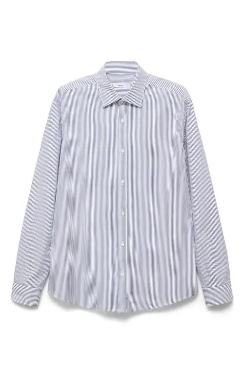 Mango Stripe Slim Fit Button-up Shirt - Blue