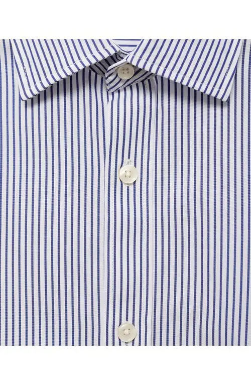 Mango Stripe Slim Fit Button-up Shirt - Blue