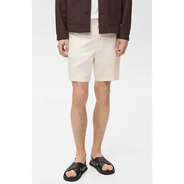 Mango Slim Fit Bermuda Shorts - Ecru