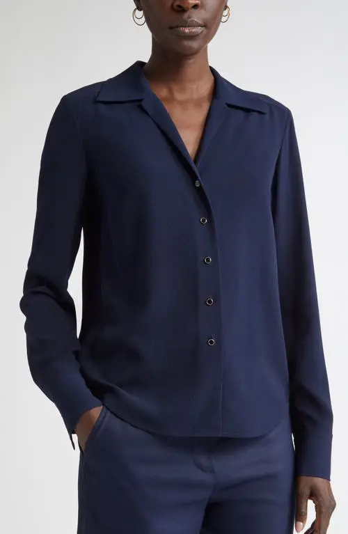 St. John Stretch Crepe Button-up Shirt