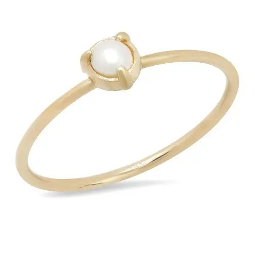 ELLIOT YOUNG Claw 14k Gold Stackable Ring - Pearl