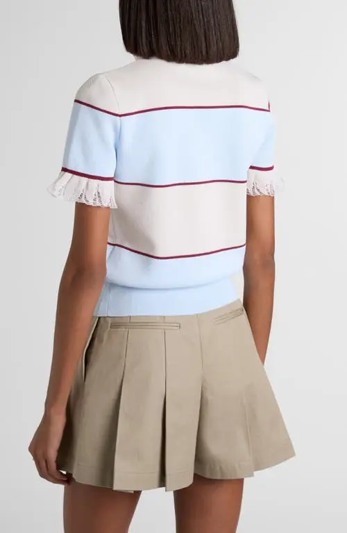Alexander McQueen Lace Ruffle Stripe Polo