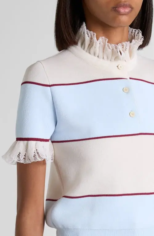 Alexander McQueen Lace Ruffle Stripe Polo