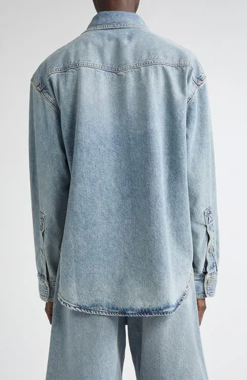 HAIKURE Belted Denim Snap-up Shirt