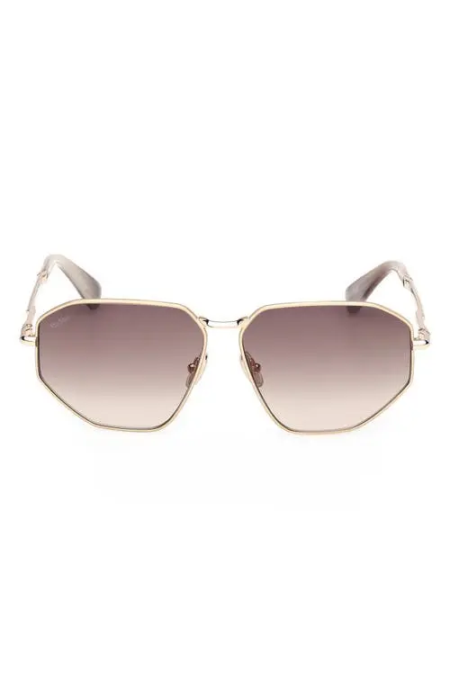Max Mara Miller 54mm Navigator Sunglasses - Pale Gold/ Feather Grey/ Brown