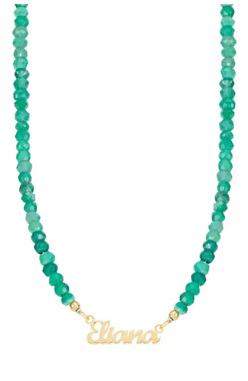 ATHRA LUXE Personalized Name Jade Beaded Necklace - Gold