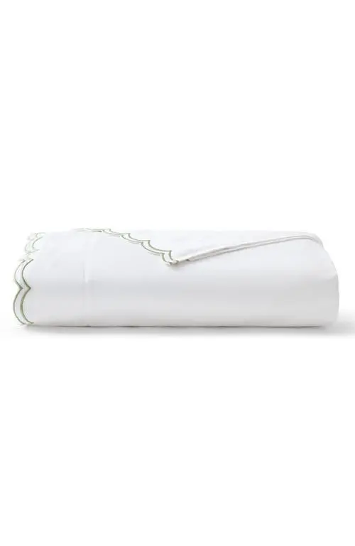 CHRISTY Scallop Edge Luxury Cotton Sateen Flat Sheets - Matcha