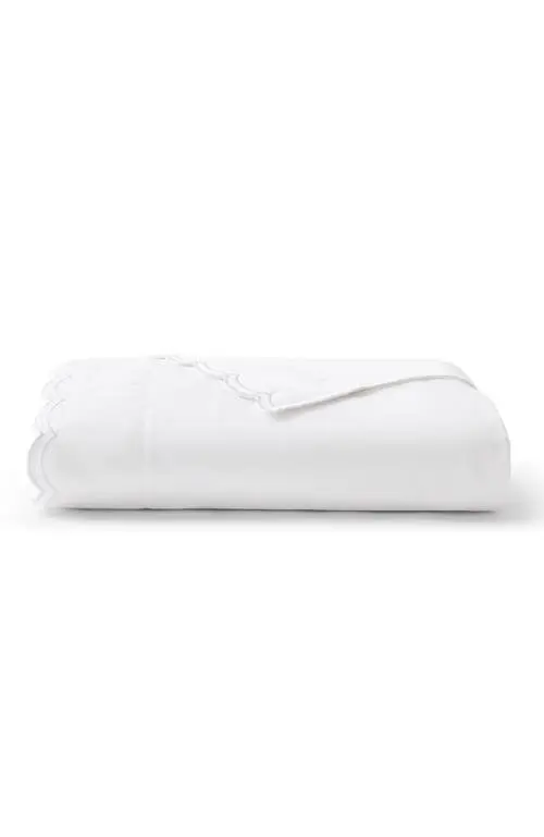 CHRISTY Scallop Edge Luxury Cotton Sateen Flat Sheets - White