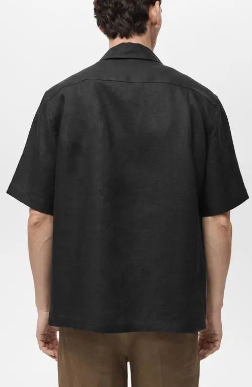 Mango Short Sleeve Linen Button-up Shirt