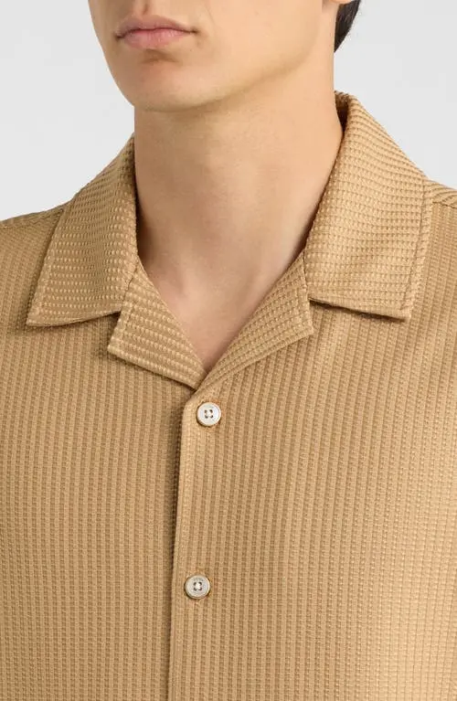 REISS Warwick Short Sleeve Woven Shirt - Camel