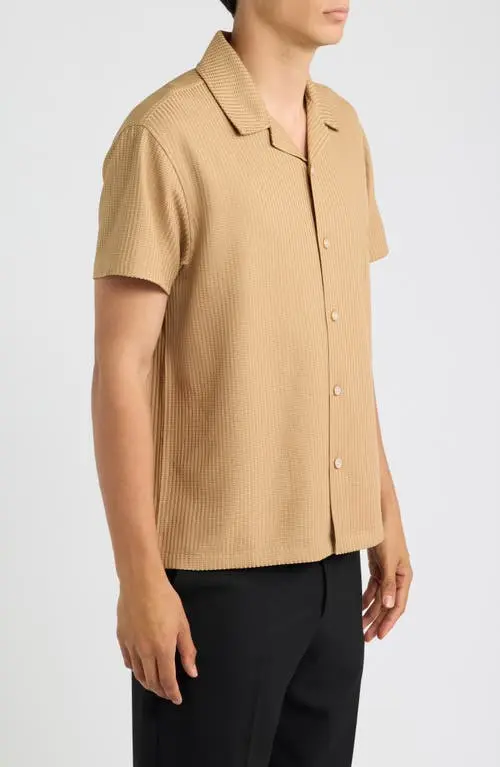 REISS Warwick Short Sleeve Woven Shirt - Camel