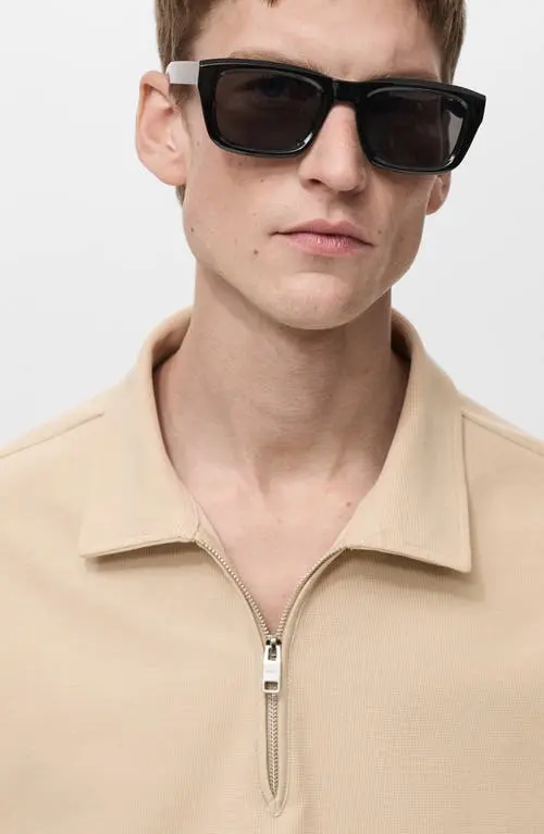 Mango Knit Quarter Zip Polo - Beige