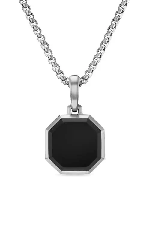 David Yurman Faceted Stone Amulet - Silver/ Black