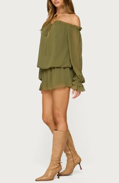 EDIKTED Chiffon Long Sleeve Romper
