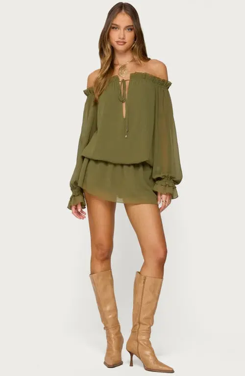 EDIKTED Chiffon Long Sleeve Romper