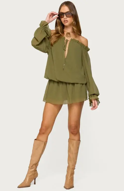 EDIKTED Chiffon Long Sleeve Romper