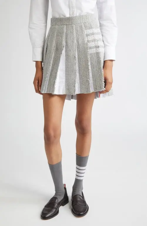 Thom Browne Pleated Tweed Miniskirt - Medium Grey