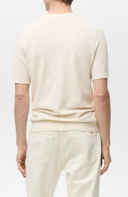 Mango Short Sleeve Crewneck Sweater - Ivory White